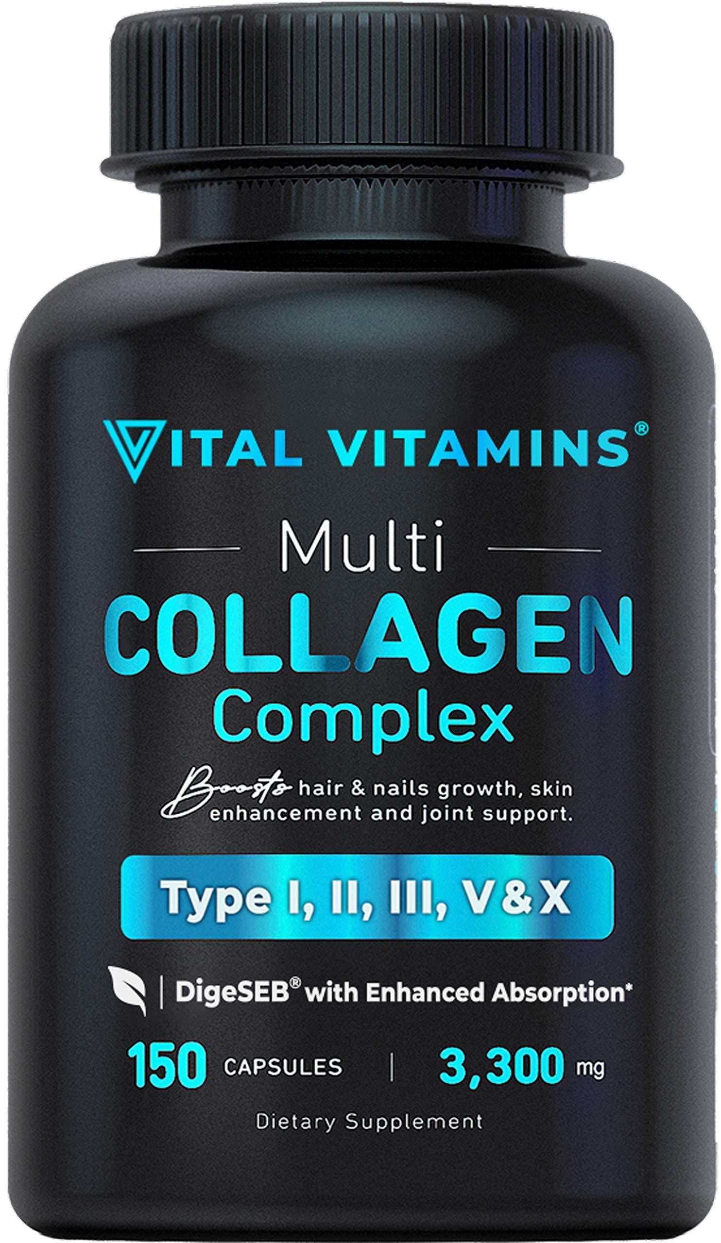 Vital Vitamins Multi Collagen Complex, Type I II III V X, Grass-Fed ...