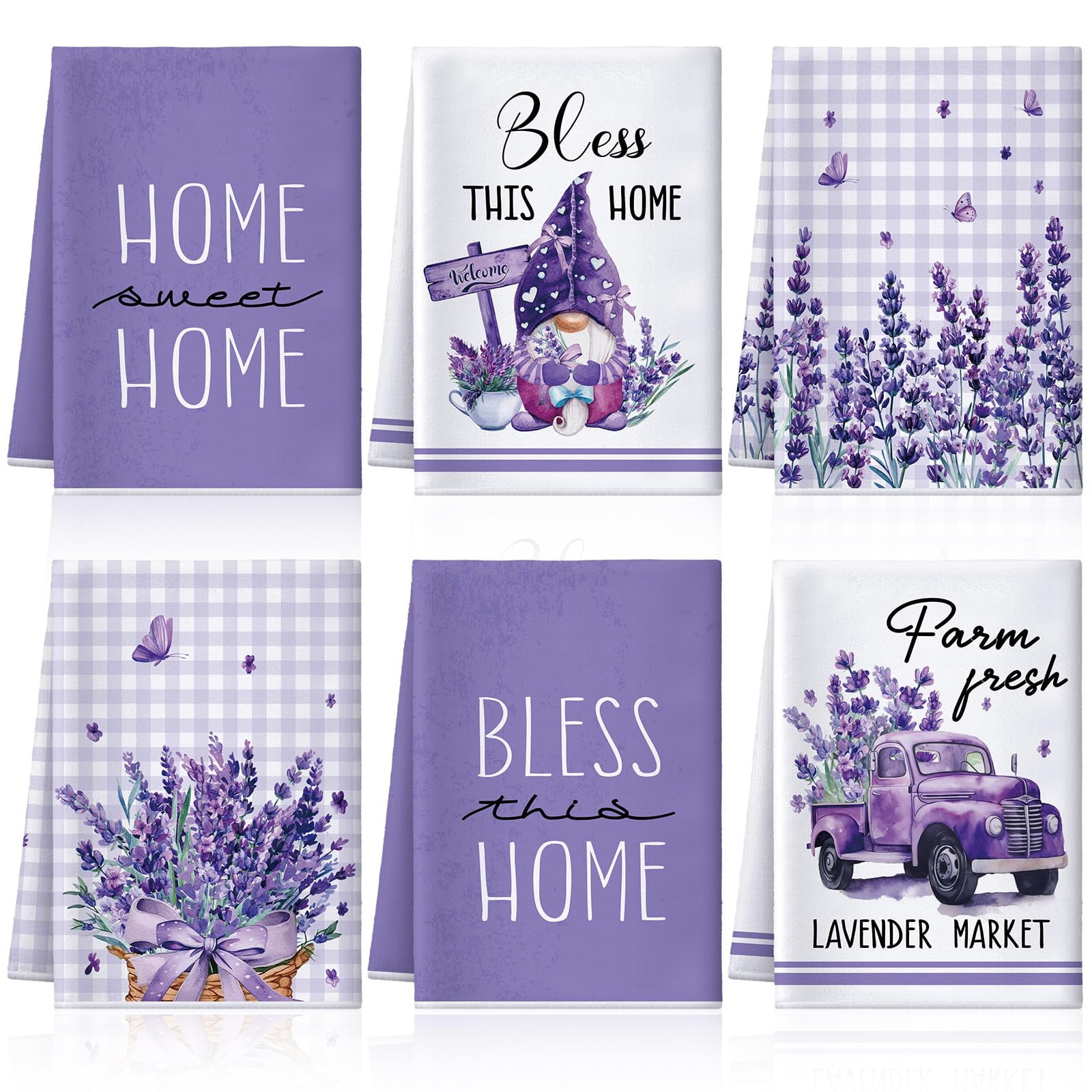 VitalCozy 6 Pcs Spring Lavender Kitchen Towel Set Funny Housewife ...