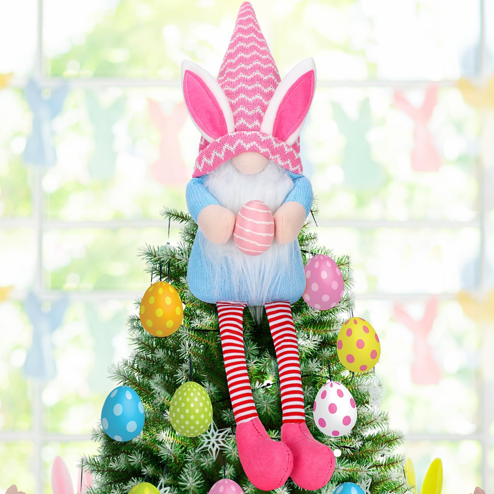 VitalCozy Easter Tree Topper 24 Inch Large Plush Gnomes Tree Ornaments ...