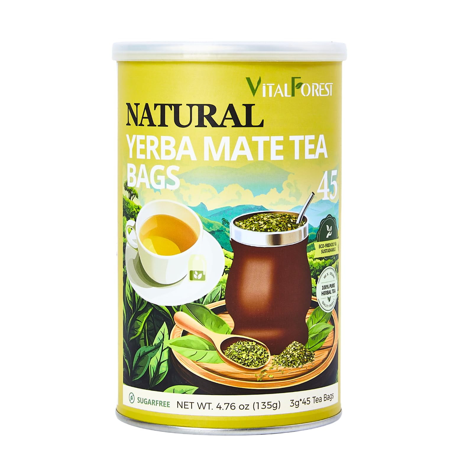 VitalForest 45 Yerba Mate OKA4 Tea Bags, Unsmoked Yerba Mate from ...