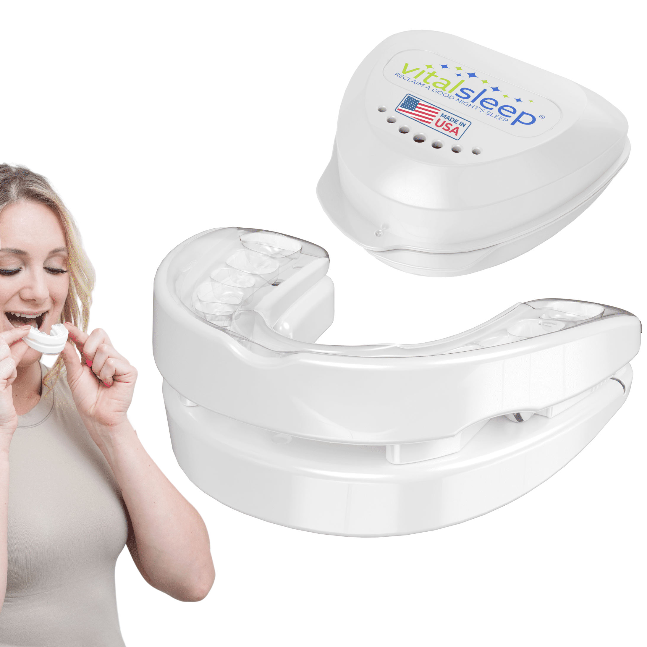VitalSleep Anti-Snoring Mouthpiece, Comfortable & Adjustable Fit, USA ...