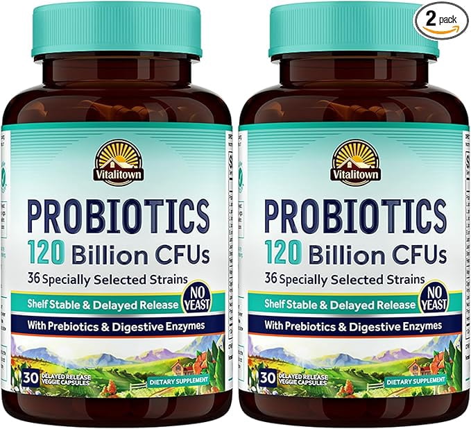 Vitalitown Probiotics 120 Billion CFUs 36 Strains with Prebiotics and ...
