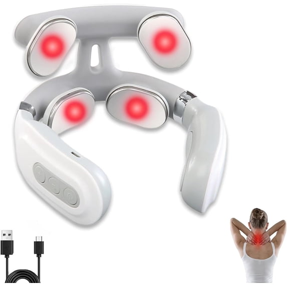 Neck Massager Device - Portable Massager with Heat & Vibration Modes ...