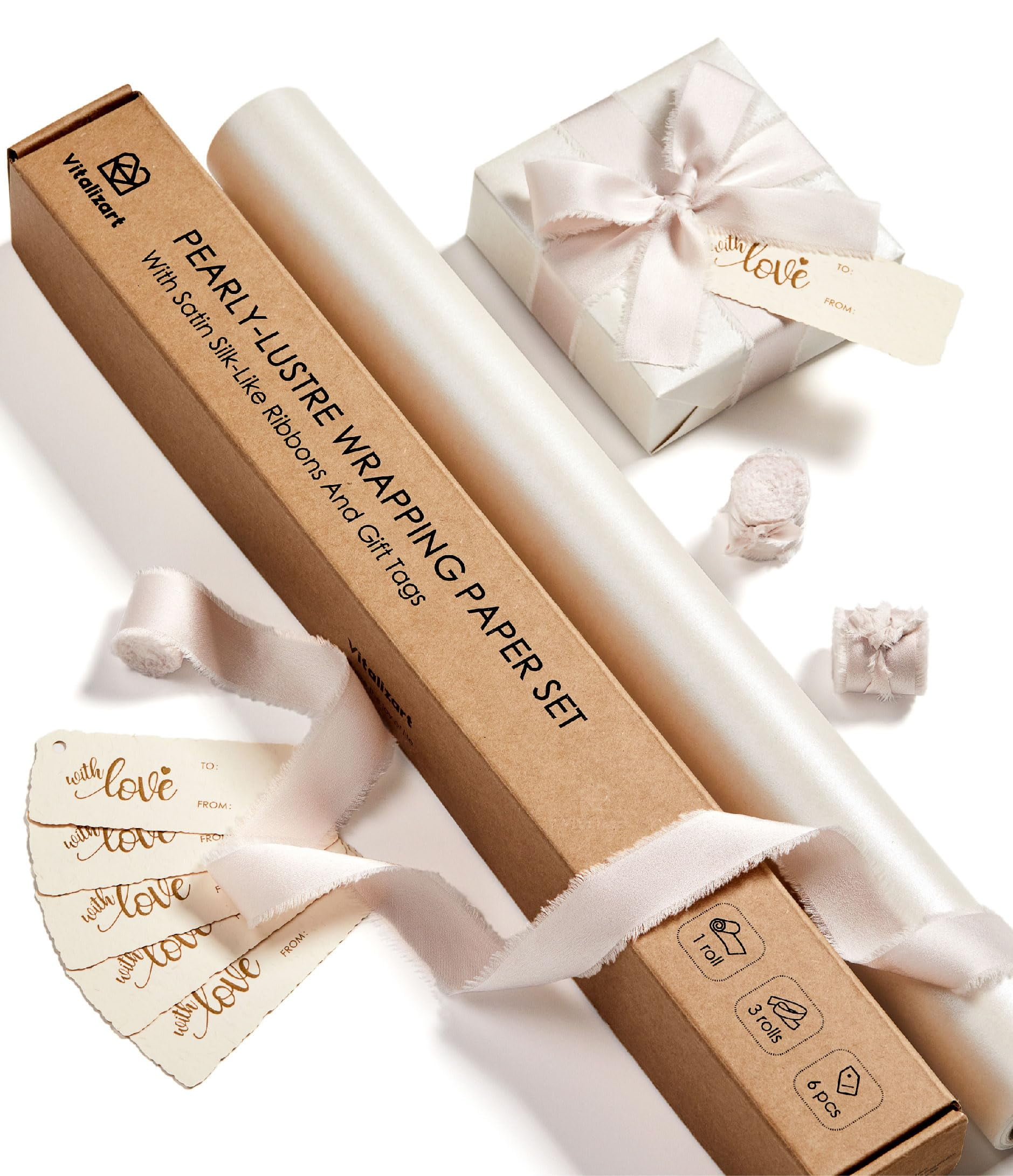 Vitalizart White Wrapping Paper JKF25 Set 17" Pearly-Lustre Satin ...