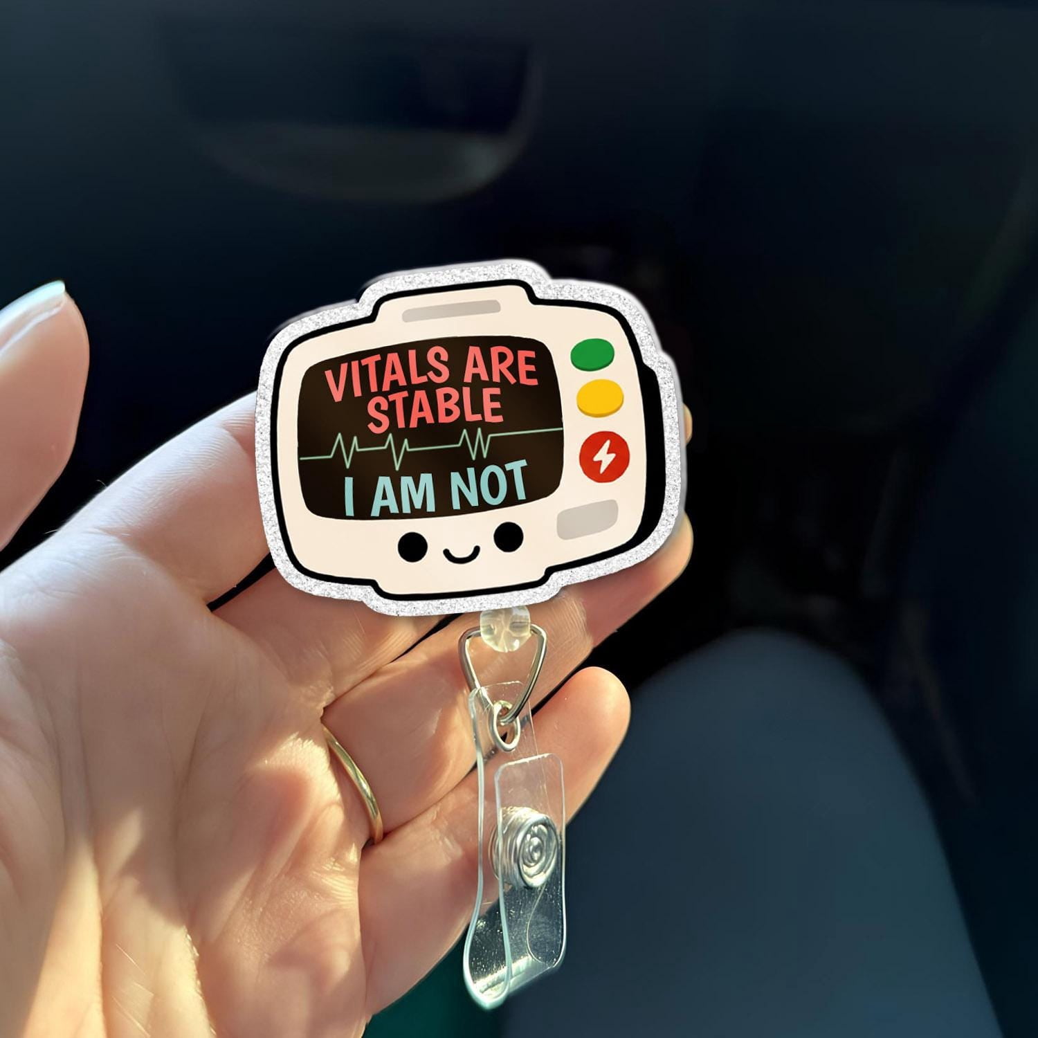 Vitals Are Stable I Am Not Badge Reel, Funny Nurse Badge Reel, ICU ER ...