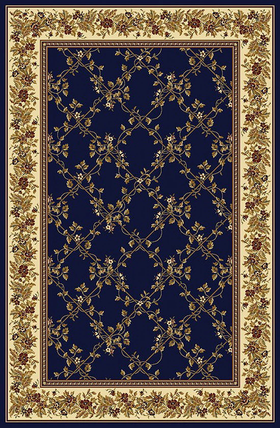 Vitaly Wharton Area Rug 1427 Navy Blue Floral Country 3' 3" x 5' 4 ...