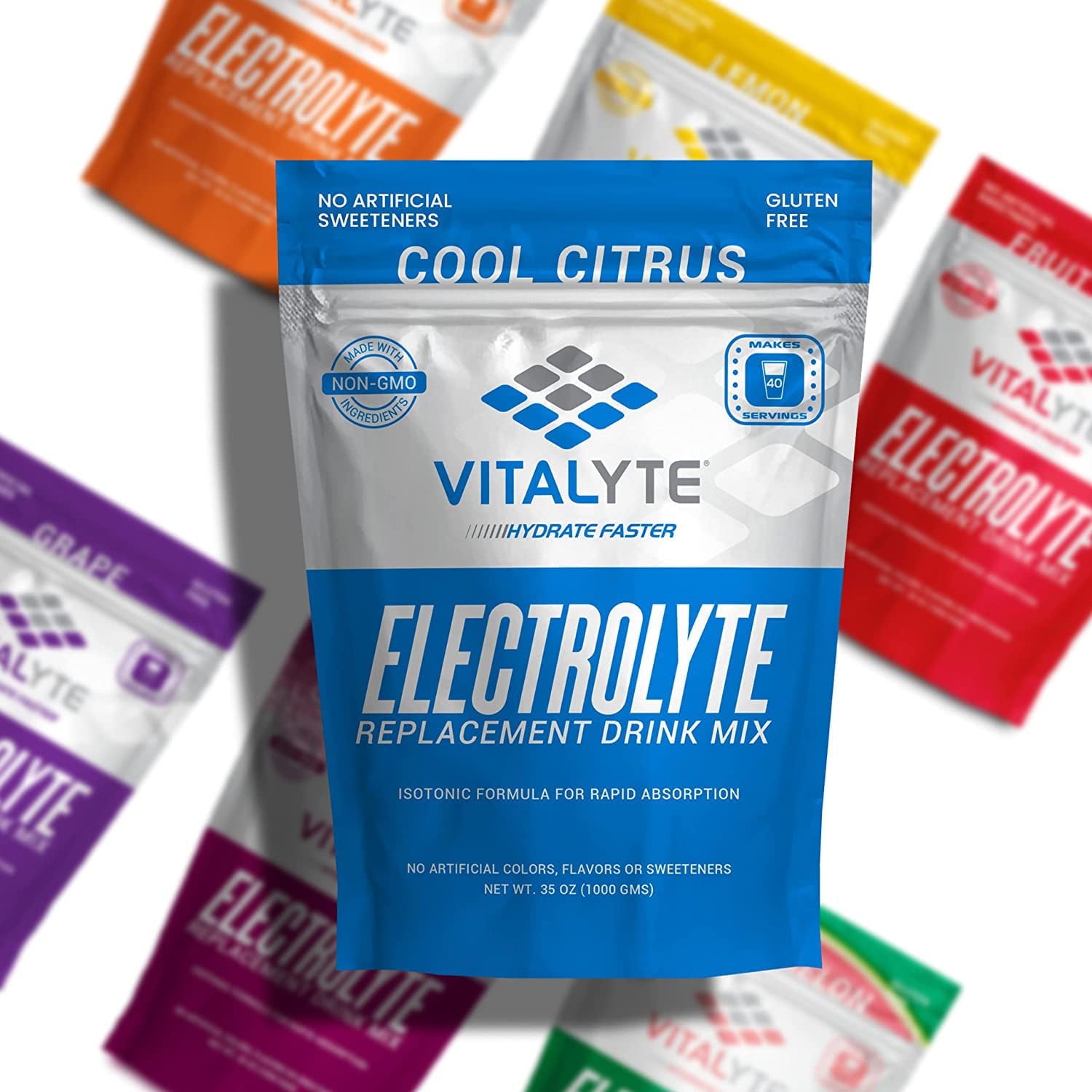Vitalyte Cool Citrus Electrolyte Powder Mix, Isotonic Hydration, 160 ...