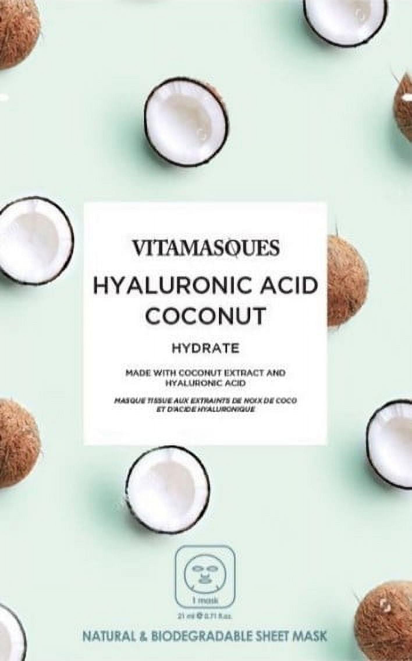 Vitamasques Coconut Face Mask, Biodegradable with Hyaluronic Acid, All ...