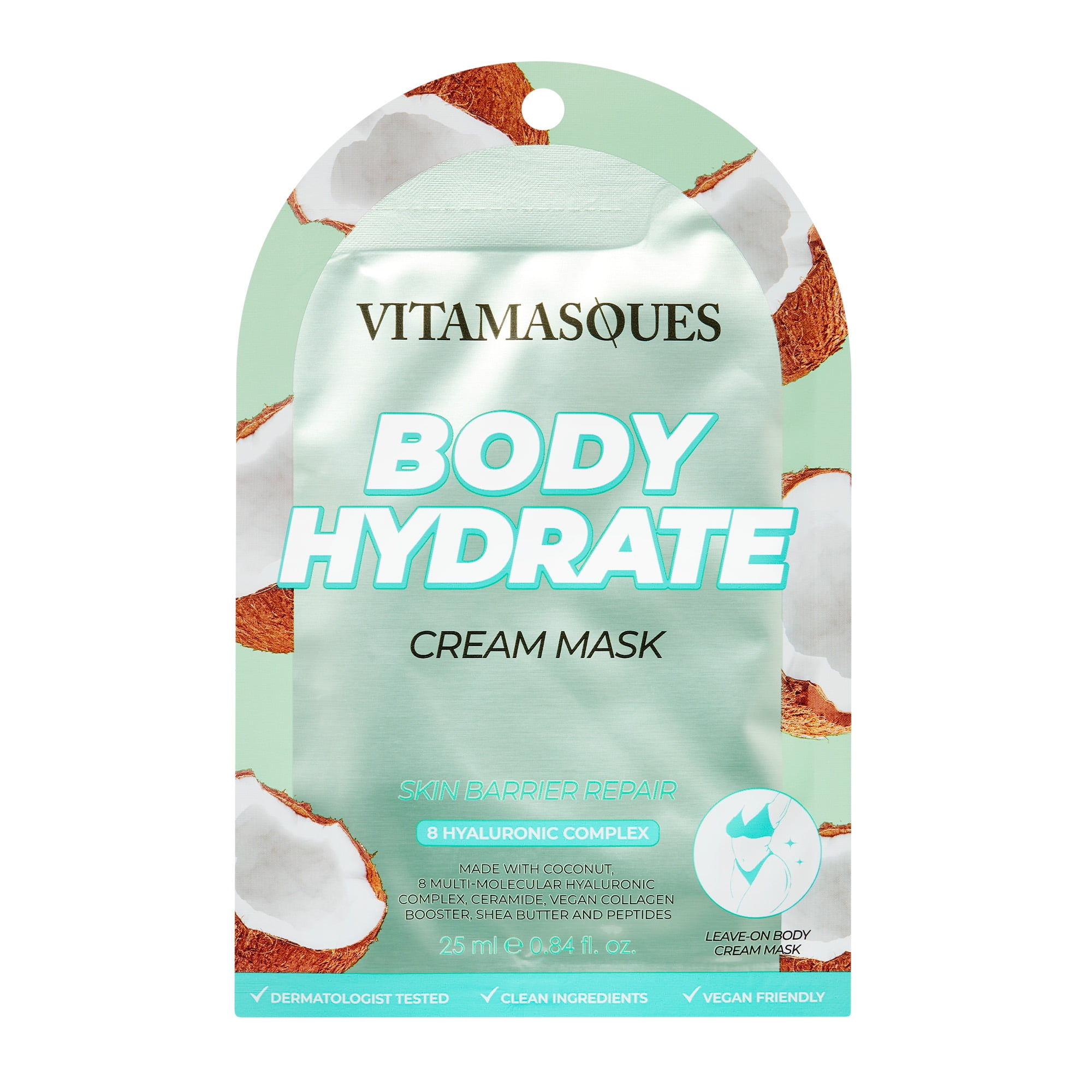 Vitamasques Body Hydrate Cream Mask, Sun Barrier Repair, for All Skin Types, 0.84 fl oz ...