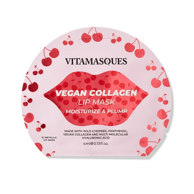 Vitamasques Cherry Vegan Collagen Lip Mask, Moisturise & Plump , One Patch - Walmart.com