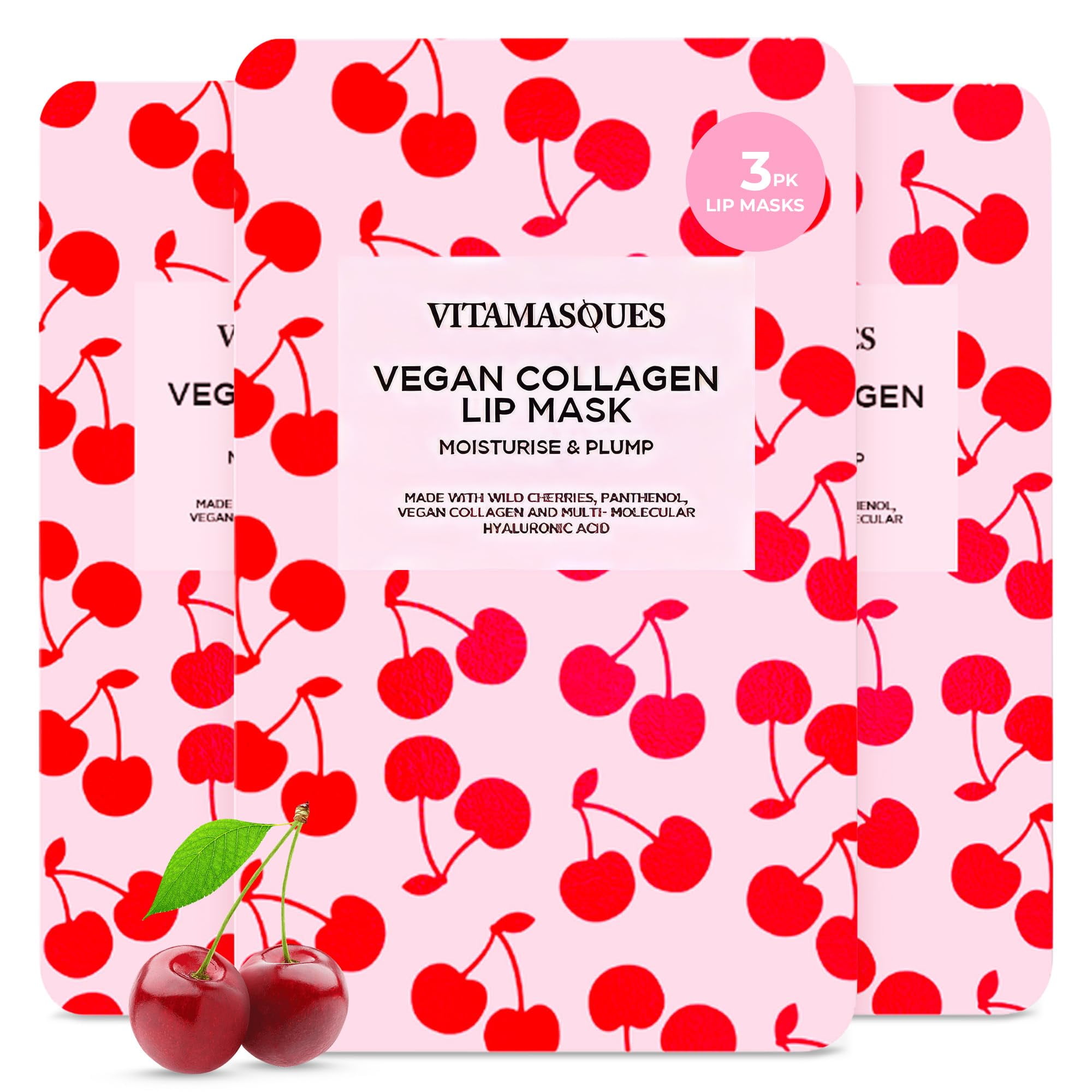Vitamasques Lip Mask, 3-Pack - HYZ01 Cherry Vegan Collagen Lip Mask ...