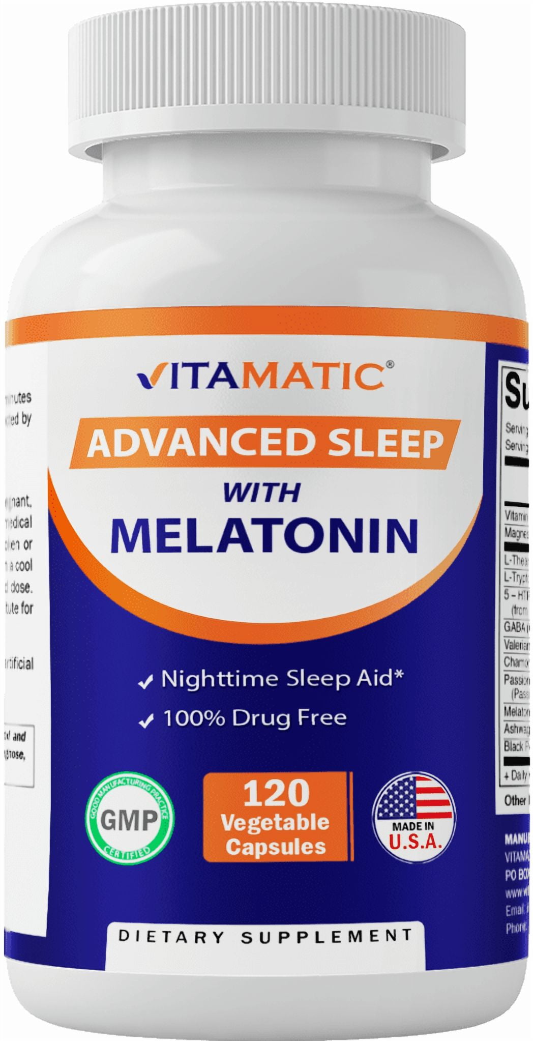 Vitamatic Sleep Aid, 120 Veg Capsules, Melatonin, B6, Magnesium ...