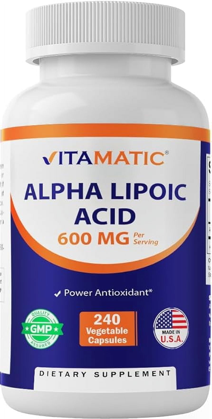 Vitamatic Alpha Lipoic Acid 600mg - 240 Veg Capsules, Non-GMO, Gluten ...
