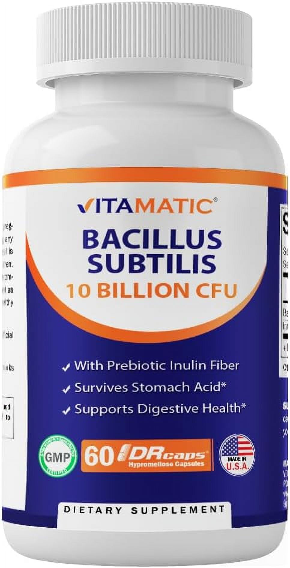 Vitamatic Bacillus Subtilis 10 Billion per DR Capsule - 60 Count ...