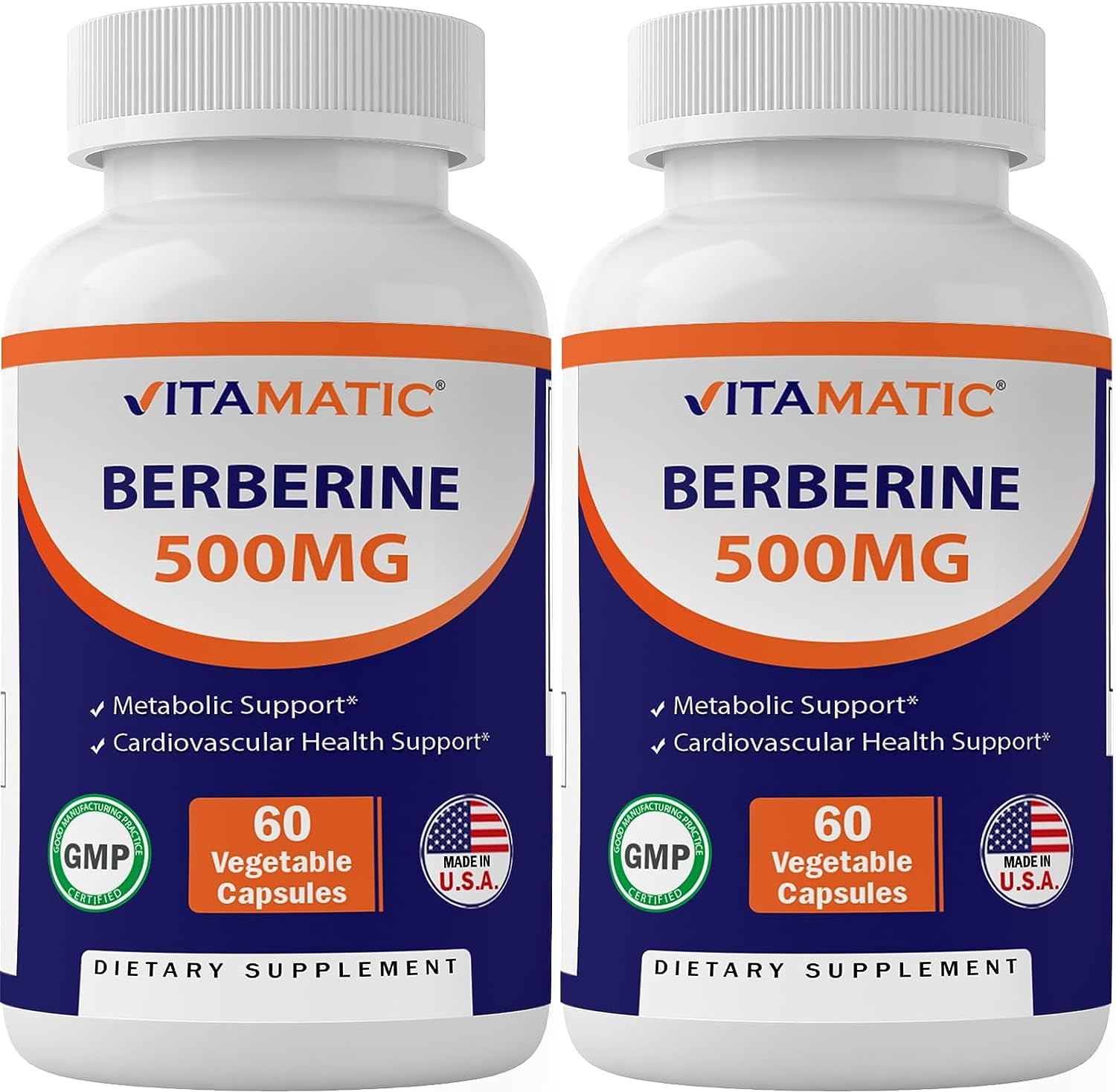 Vitamatic Berberine 500mg Supplement - 60 Veggie Capsules, Non-GMO ...