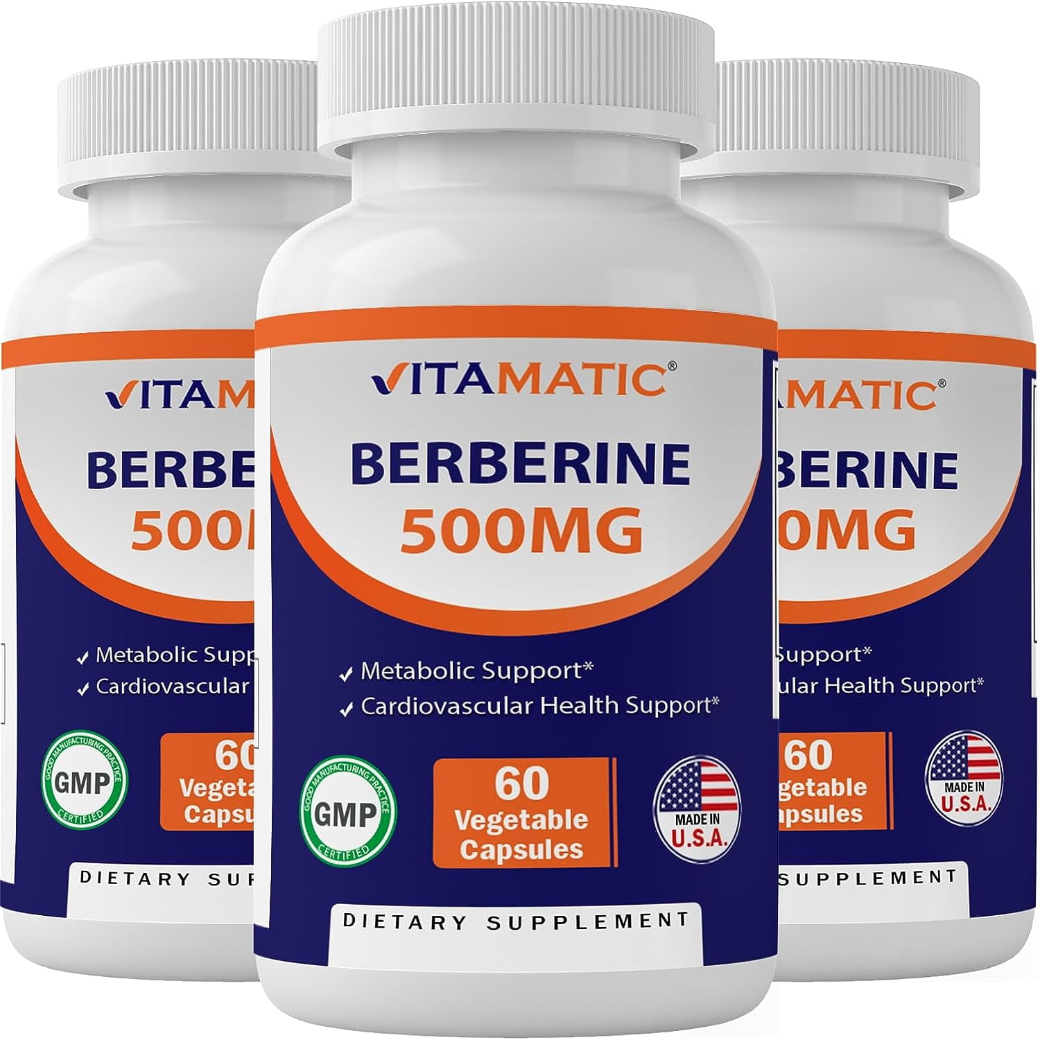 Vitamatic Berberine Supplement 500mg - 60 Vegetable Capsules - Made in ...