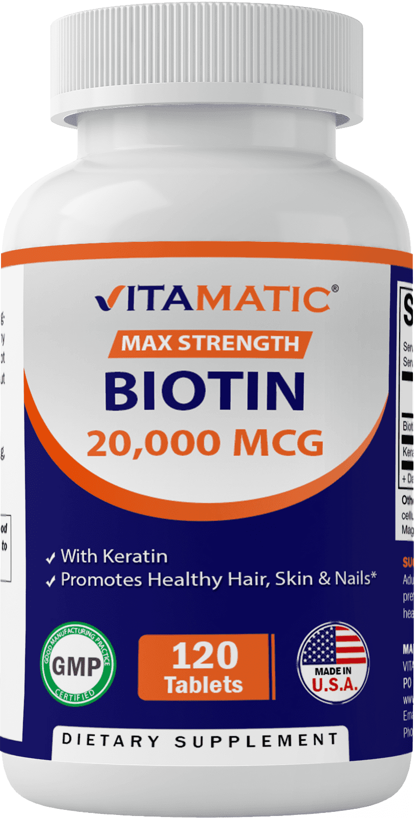 Vitamatic Biotin 20,000 mcg with Keratin 120 Tablets - Healthy Hair ...
