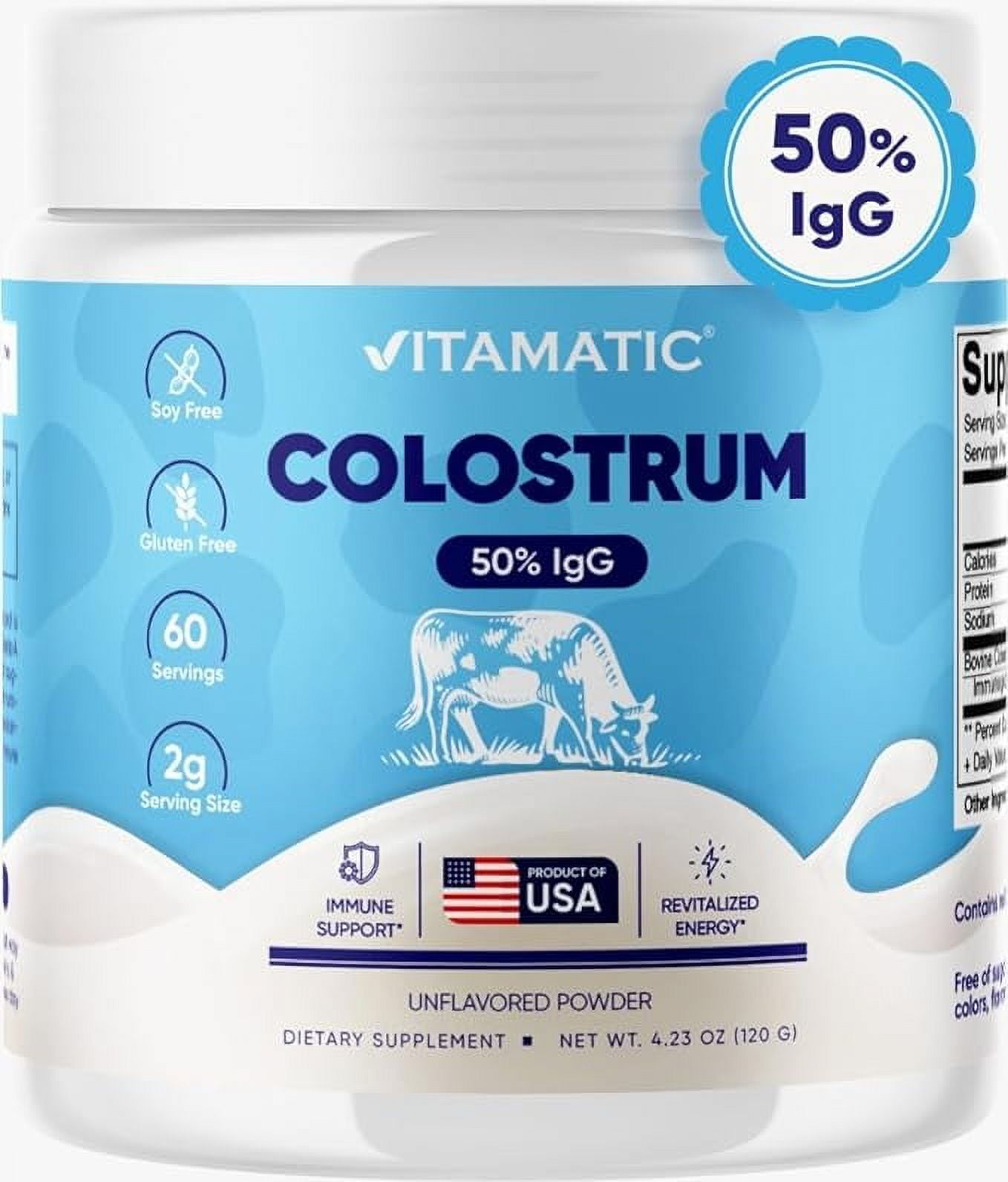 Vitamatic Bovine Colostrum Powder - Gut Health, Hair Growth & Immune ...