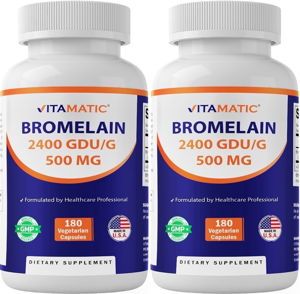 Vitamatic Bromelain 2400 GDU/g, 500 mg, 180 Capsules, Digestive Enzymes ...