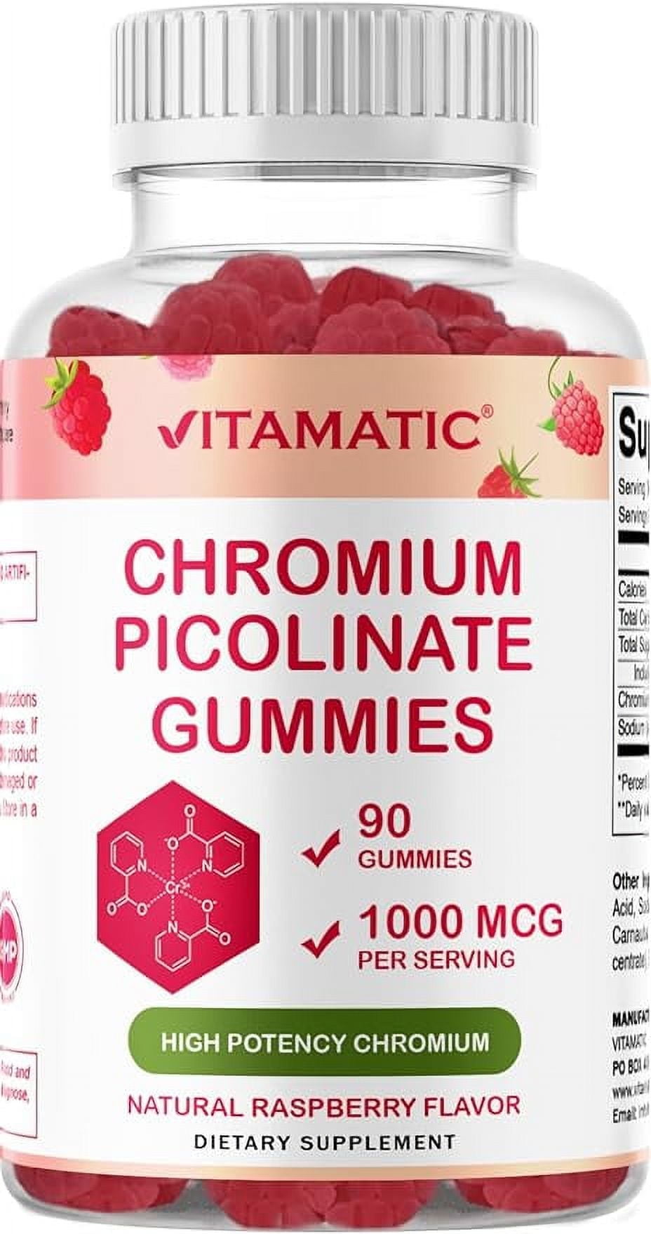 Vitamatic Chromium Picolinate 1000 mcg - 90 Gummies - High Potency ...