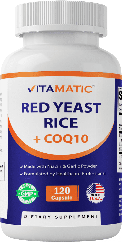 Vitamatic Red Yeast Rice 1200mg Capsules with CoQ10 100mg, Niacin 100mg ...