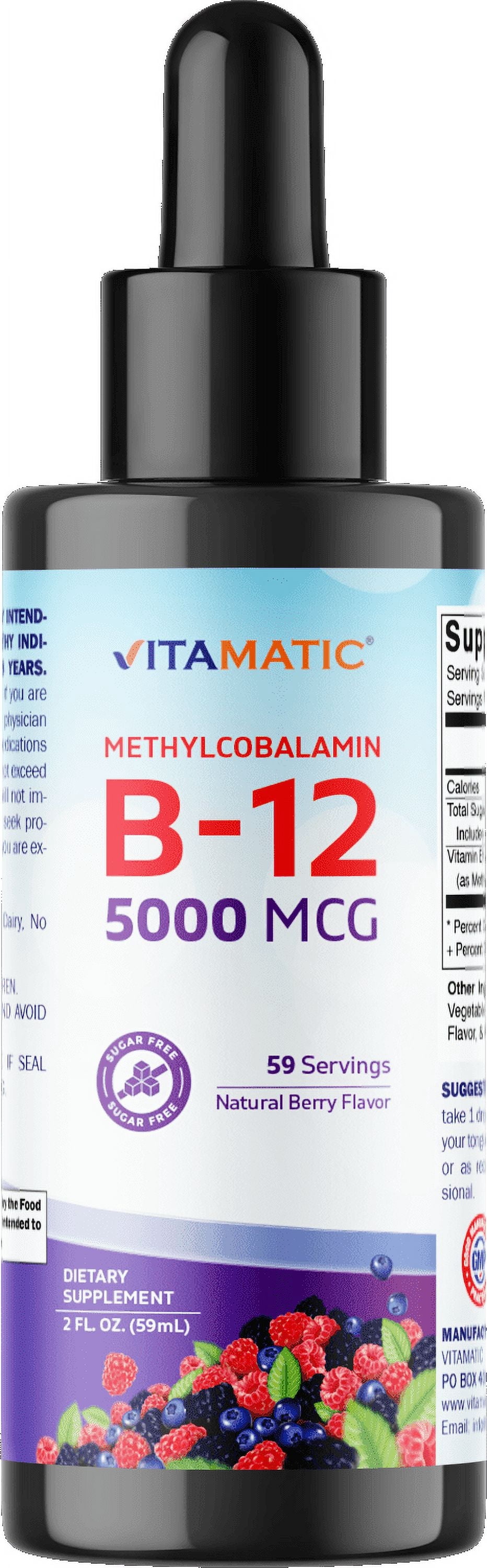 Vitamatic Fast Acting Liquid Vitamin B12 5000 mcg (Methylcobalamin ...