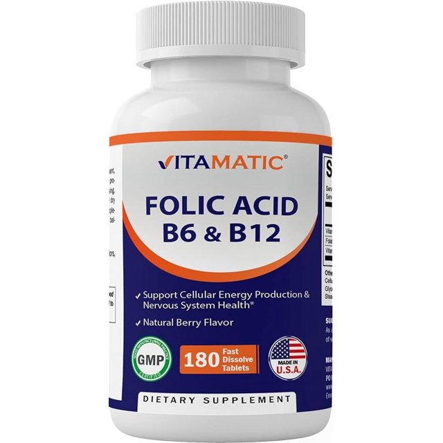 Vitamatic Folic Acid B12 B6 Tablets - Heart Health, Energy & RBC ...