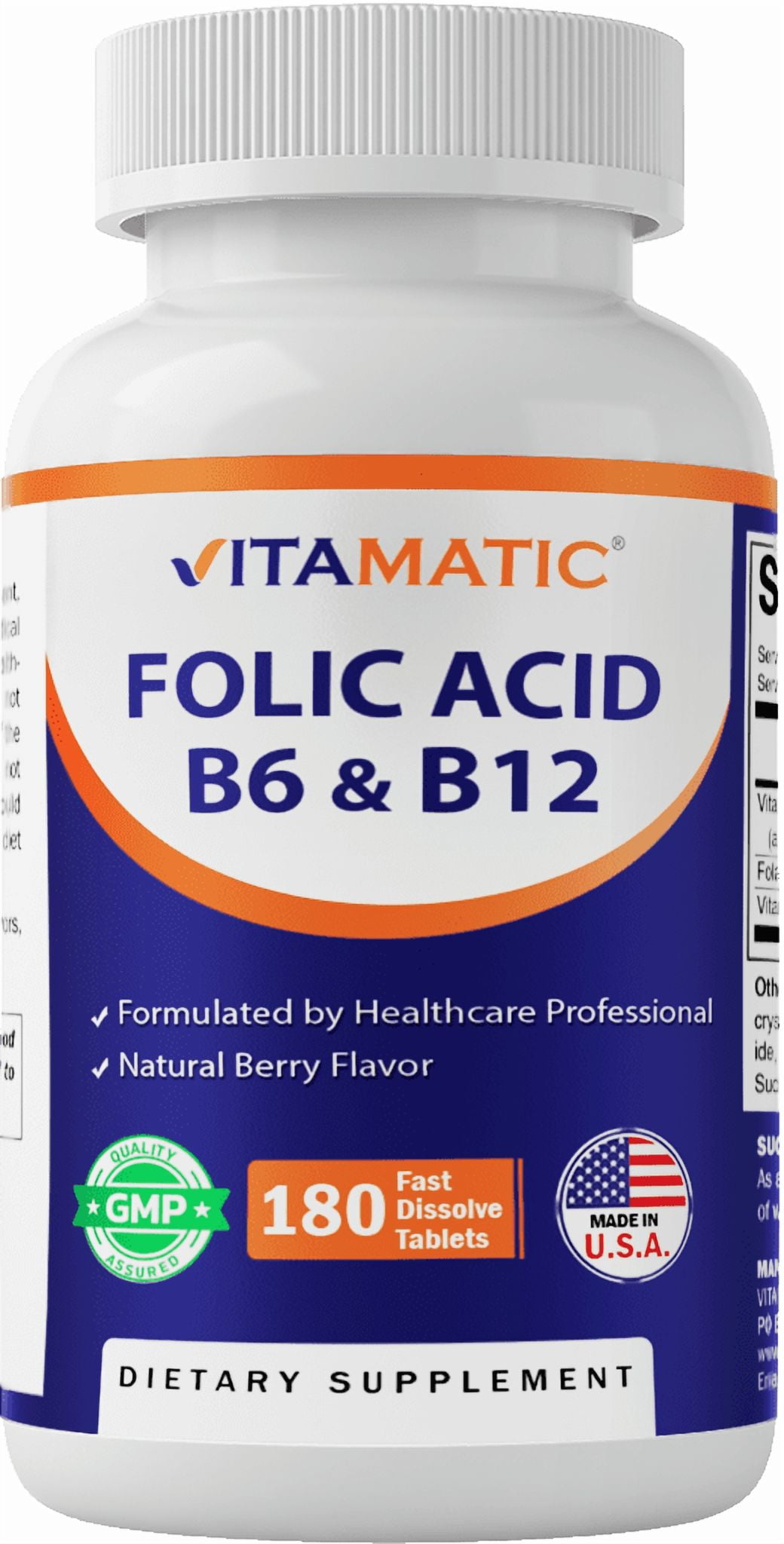 VitamaticUSA Folic Acid B12 B6 Supplement, Heart Support, Energy & Red ...