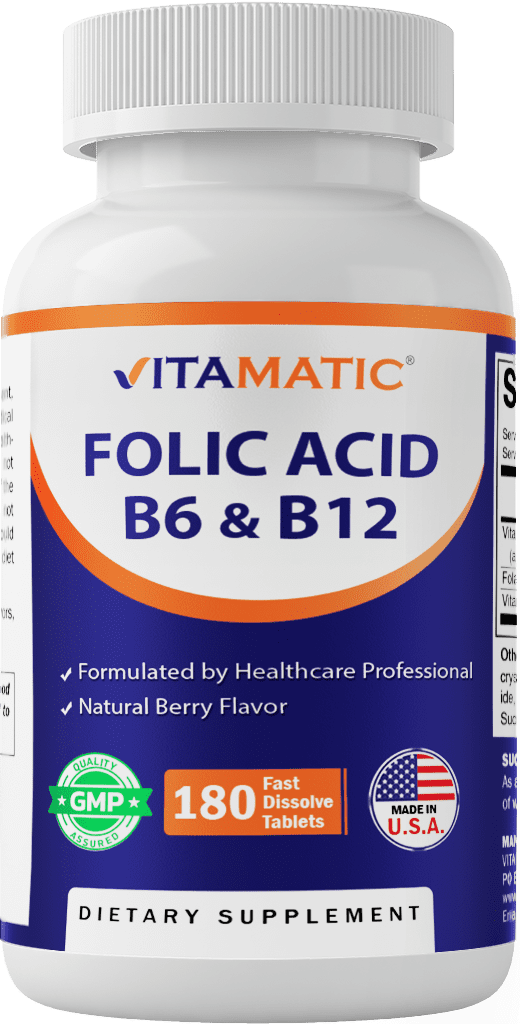 Vitamatic Folic Acid B12 B6 Tablets - Heart Health, Energy & RBC ...