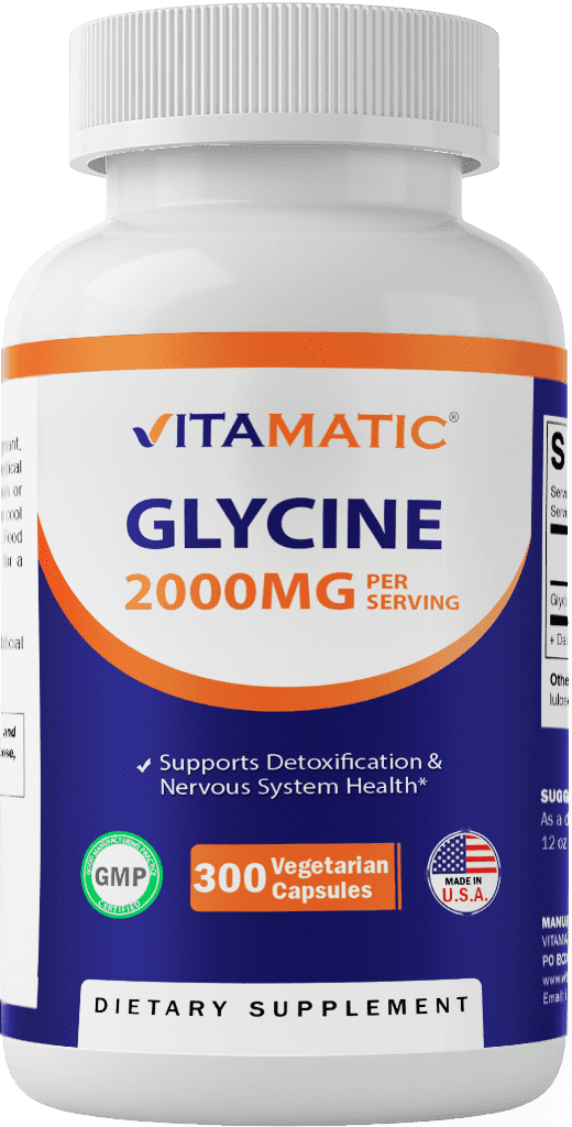 Vitamatic Glycine Supplement, 2000mg Per Serving- 300 Veg Capsules Non ...