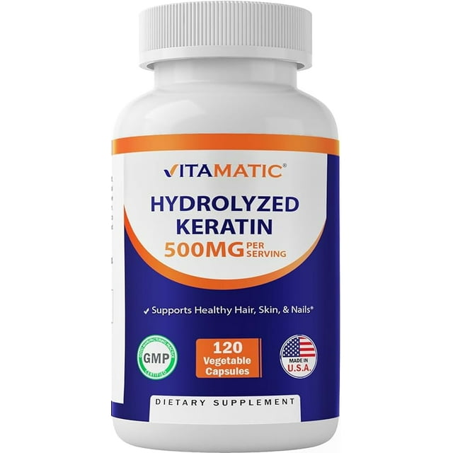 Vitamatic Hydrolyzed Keratin 500mg per Serving - 120 Vegetarian ...