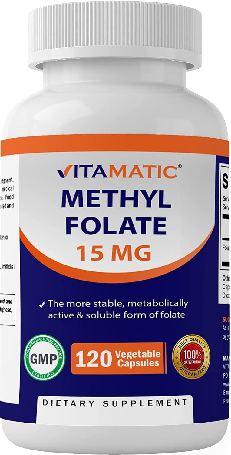 Vitamatic L Methylfolate 15mg - 120 Capsules - High Potency, Active ...