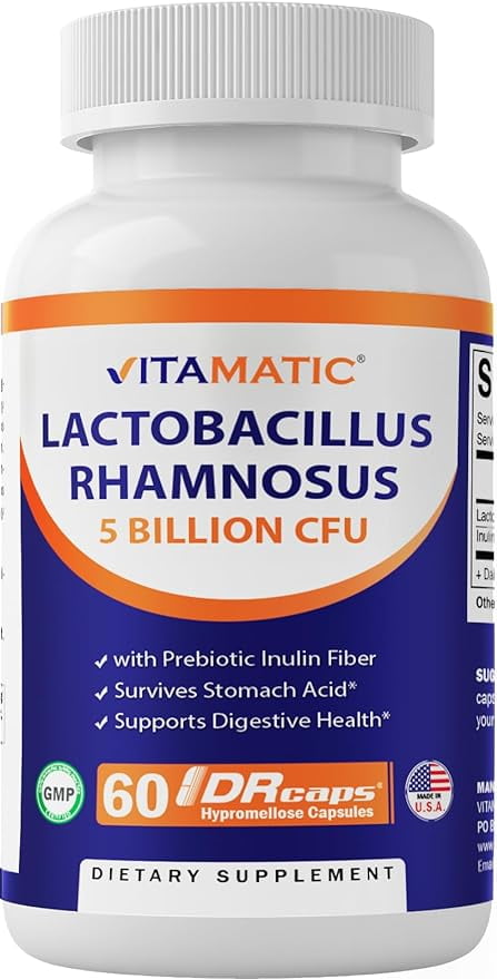Vitamatic Lactobacillus Rhamnosus 5 Billion per DR Capsule (10 Billion Per 2 Capsules) - 60 ...