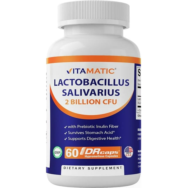 Vitamatic Gut Probiotic - Lactobacillus Salivarius, 2 Billion/Capsule ...