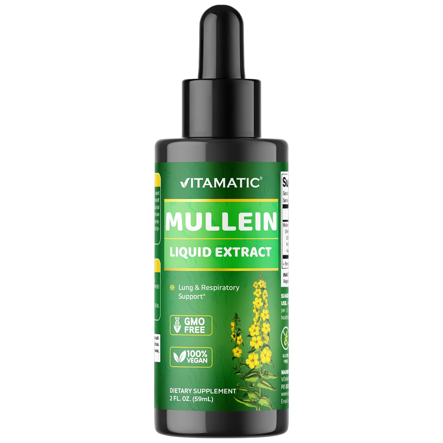 Vitamatic Liquid Mullein Leaf Extract, 1000mg, Respiratory & Immune ...