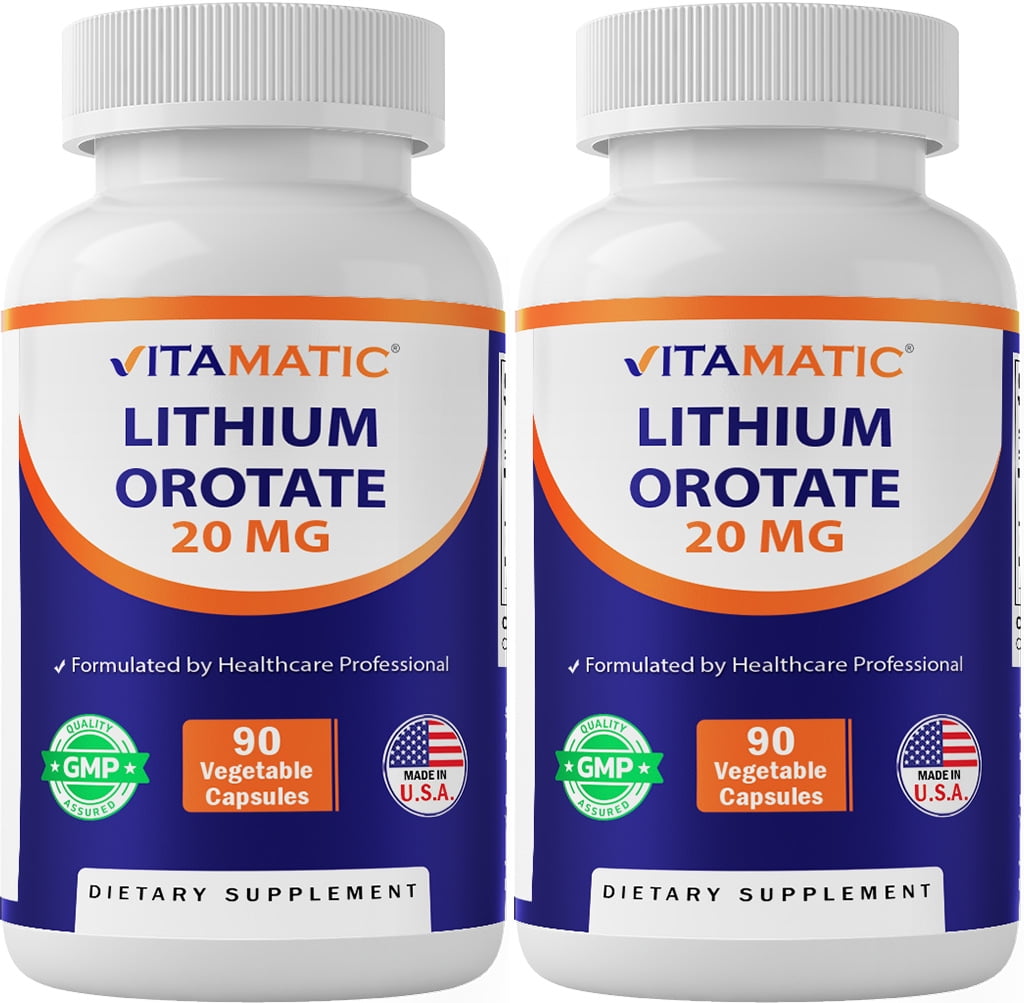 Vitamatic Lithium Orotate 20mg, 90 Capsules - Veggie Caps, Non-GMO ...