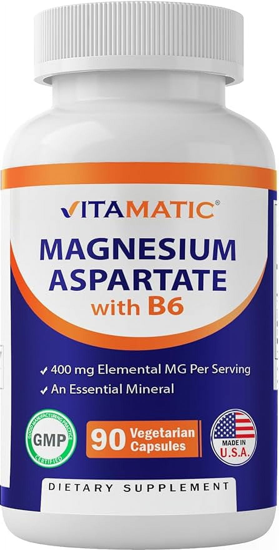 Vitamatic Magnesium Aspartate 400mg per Serving - 90 Vegetarian ...