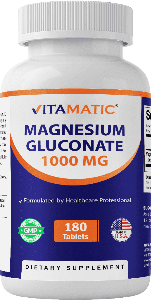Vitamatic Magnesium Gluconate 1000 mg - 180 Vegetarian Tablets ...