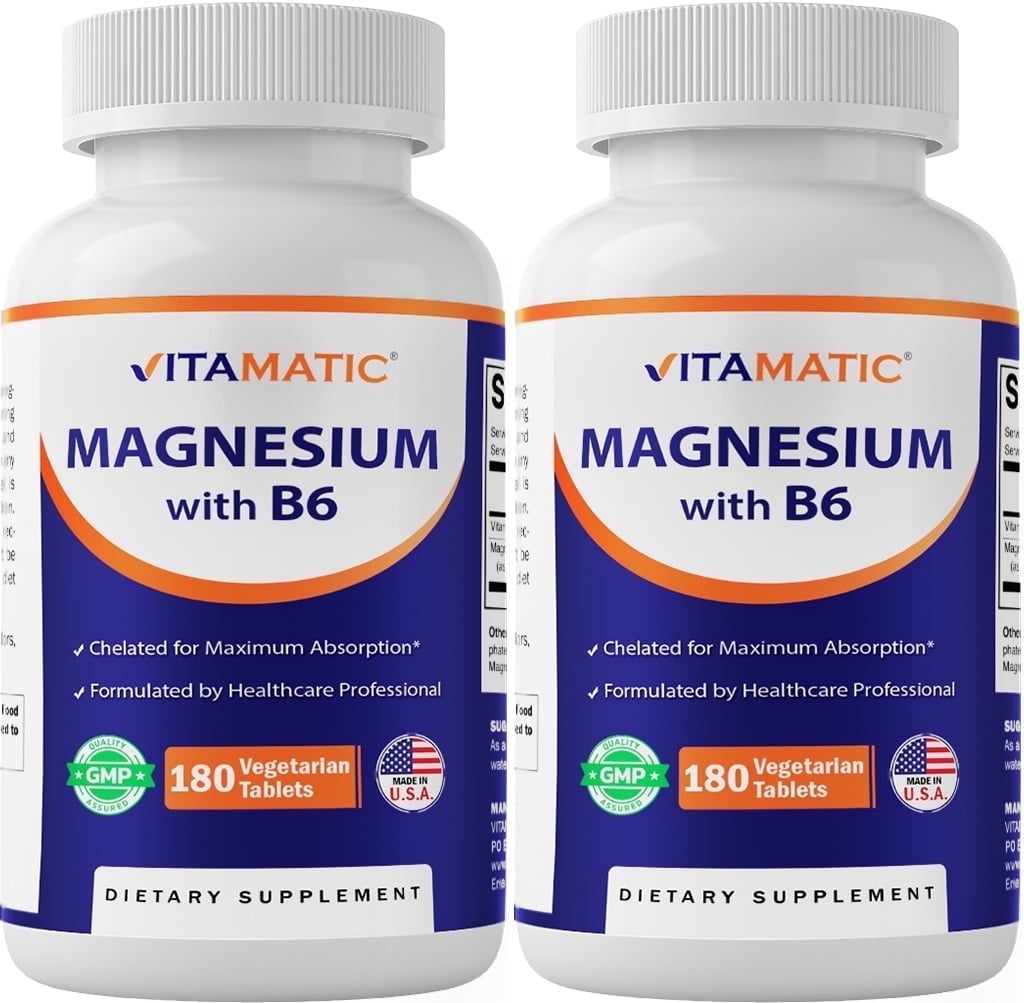 Vitamatic Magnesium with B6-180 Vegetarian Tablets (Uncoated) - Added ...
