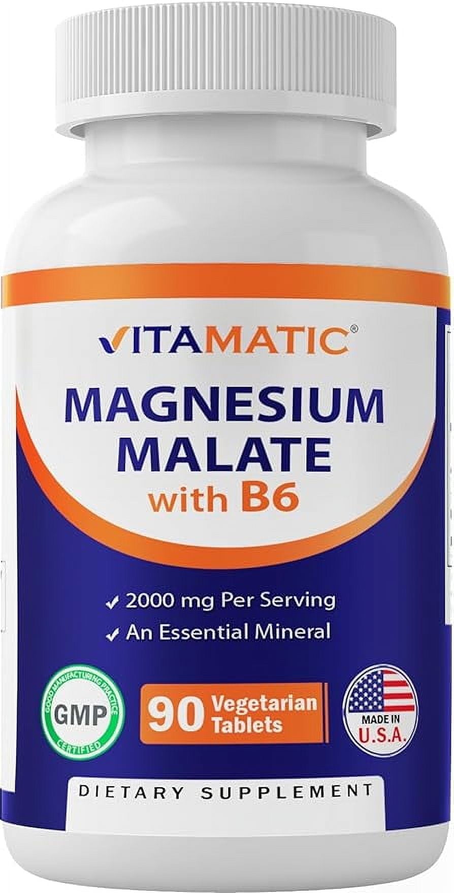Vitamatic Magnesium Malate 2000mg per Serving 90 Vegetarian Tablets ...