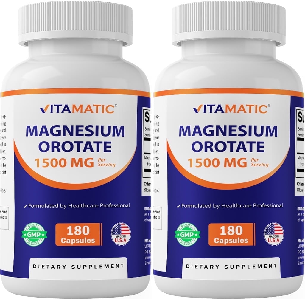 Vitamatic Magnesium Orotate Supplement – 1500mg per Serving, 180 ...