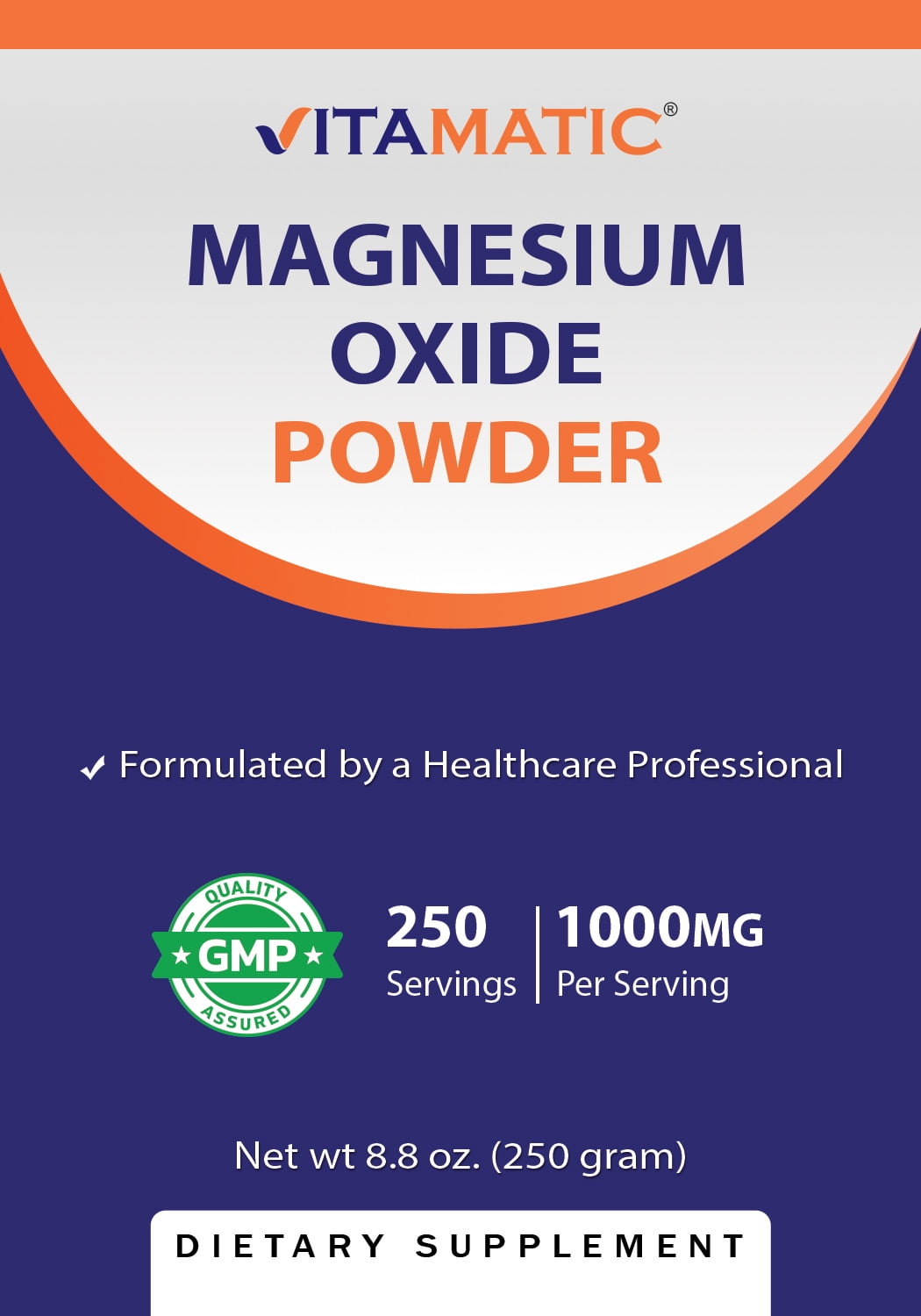 Vitamatic Magnesium Oxide Powder – 1000 mg Per Serving – 250 Servings ...