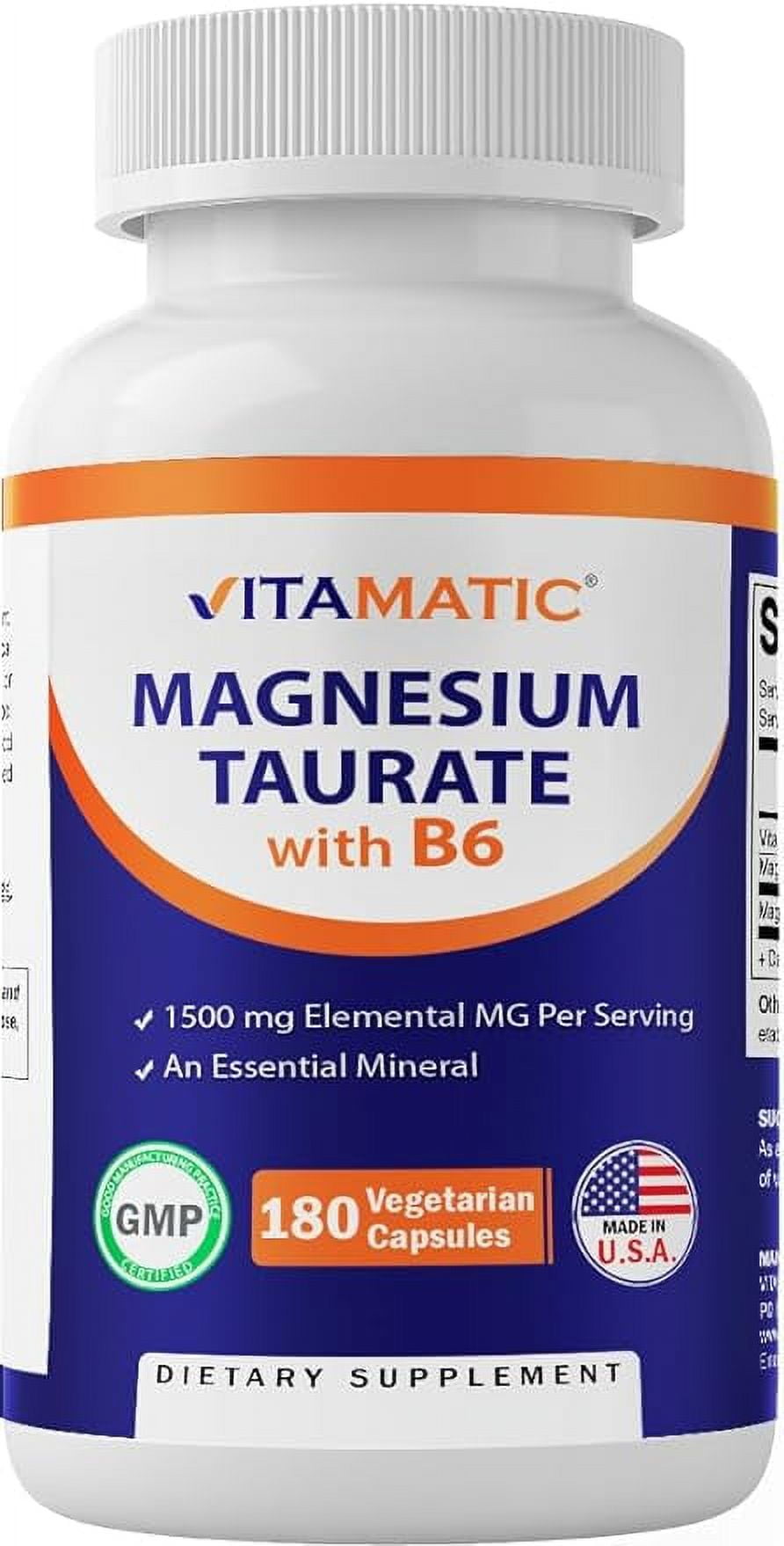 Vitamatic Magnesium Taurate 1500mg per Serving - 180 Vegetarian ...