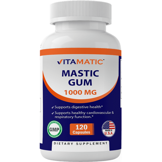 Vitamatic Mastic Gum 1000mg, 120 Capsules - Supports Digestive, Oral ...