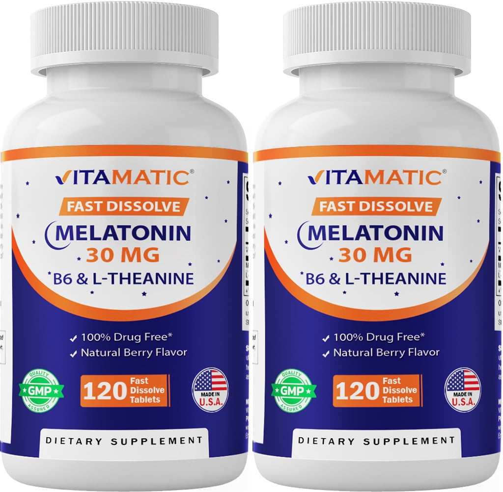 Vitamatic Melatonin 30mg - with B6 & L-Theanine - 120 Fast Dissolve ...
