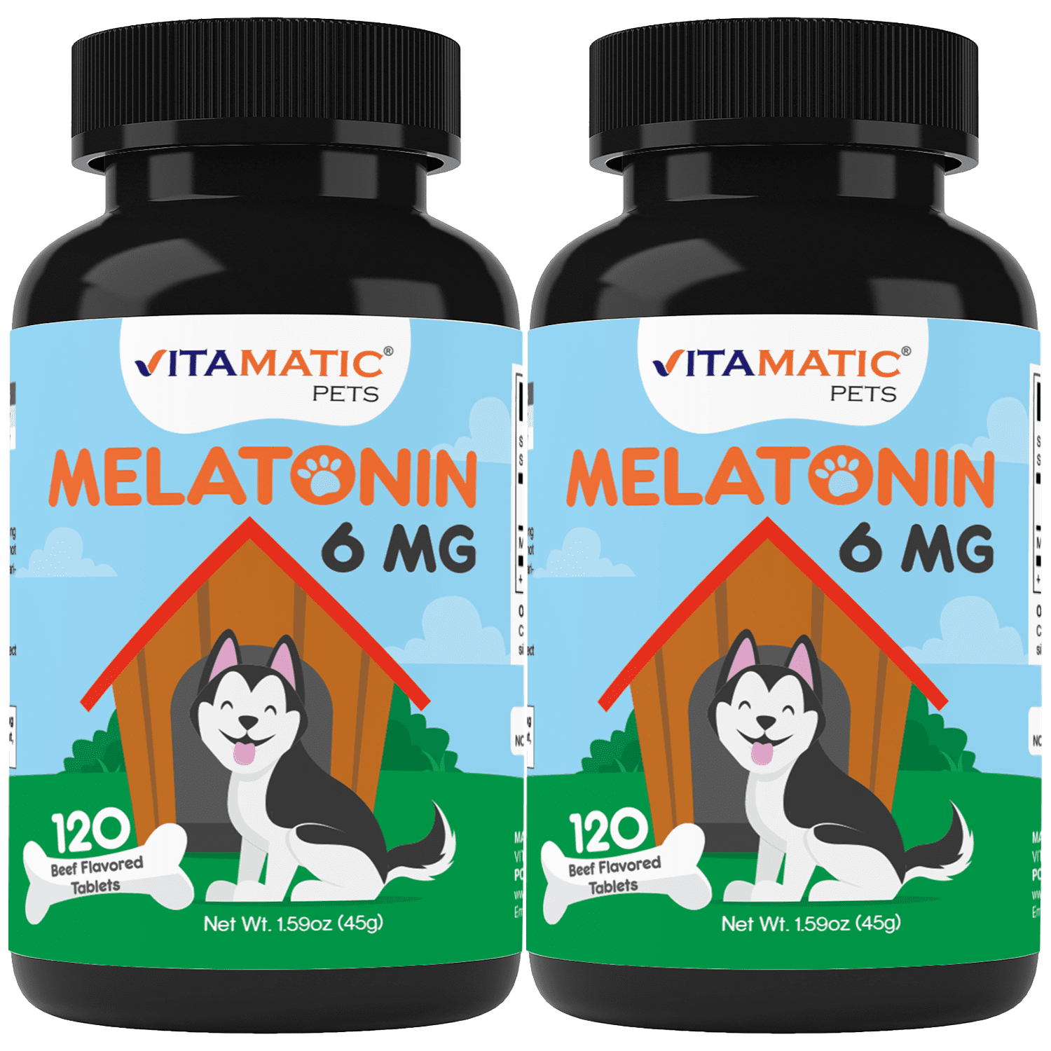 Vitamatic Melatonin for Dogs - 6 mg - 120 Beef Flavored Chewable ...