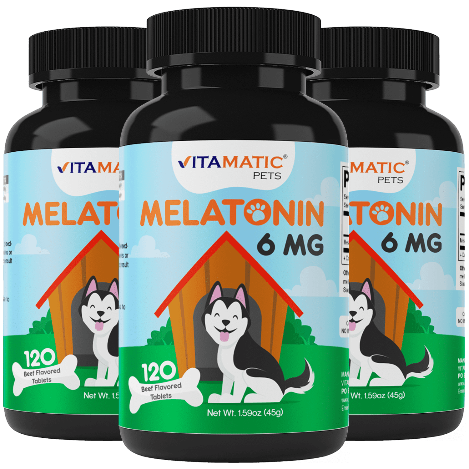 Vitamatic Melatonin for Dogs 6 mg 3pk Beef Flavored Chewables - Walmart.com