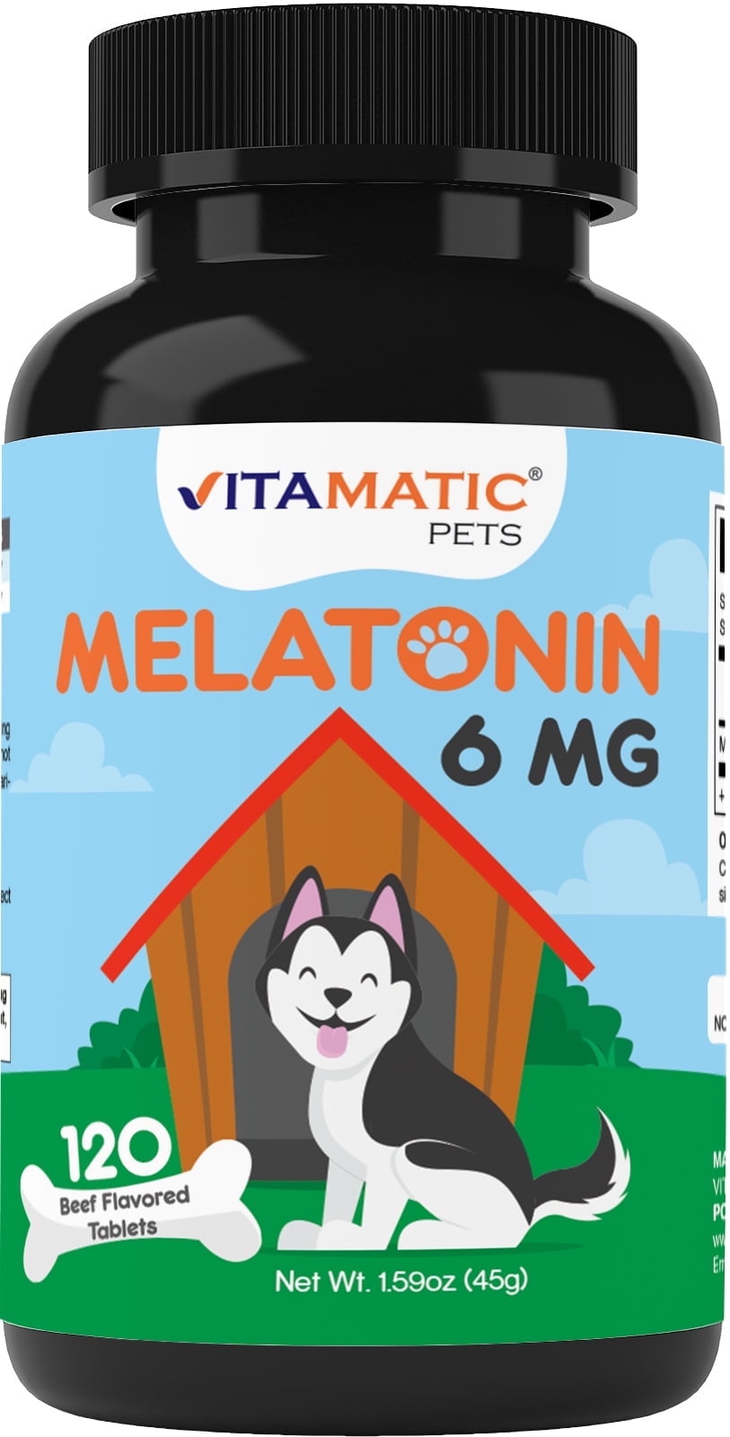 Vitamatic Melatonin for Dogs, 6 mg, 120 Beef Flavored Chewable Tablets ...
