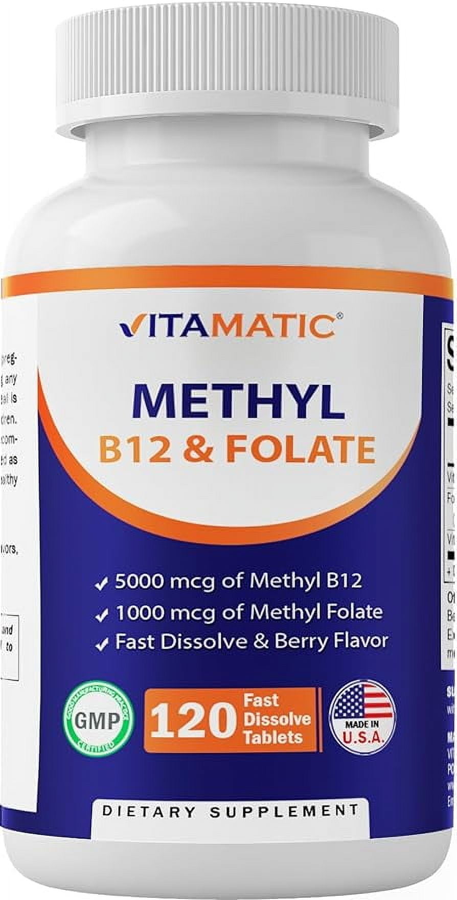 Vitamatic Methyl Folate & B12 Supplement with Pyridoxal 5 Phosphate (P ...