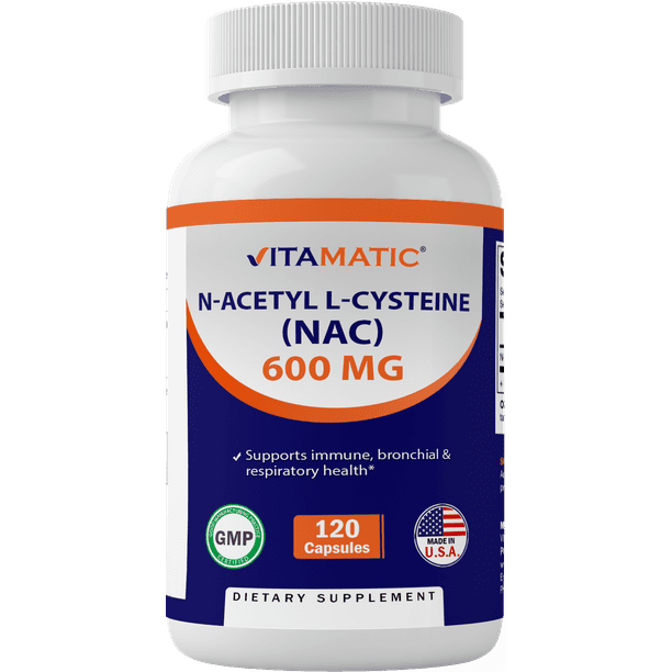 Vitamatic NAC N Acetyl L-Cysteine 600 mg 120 Veg Capsules - Walmart ...